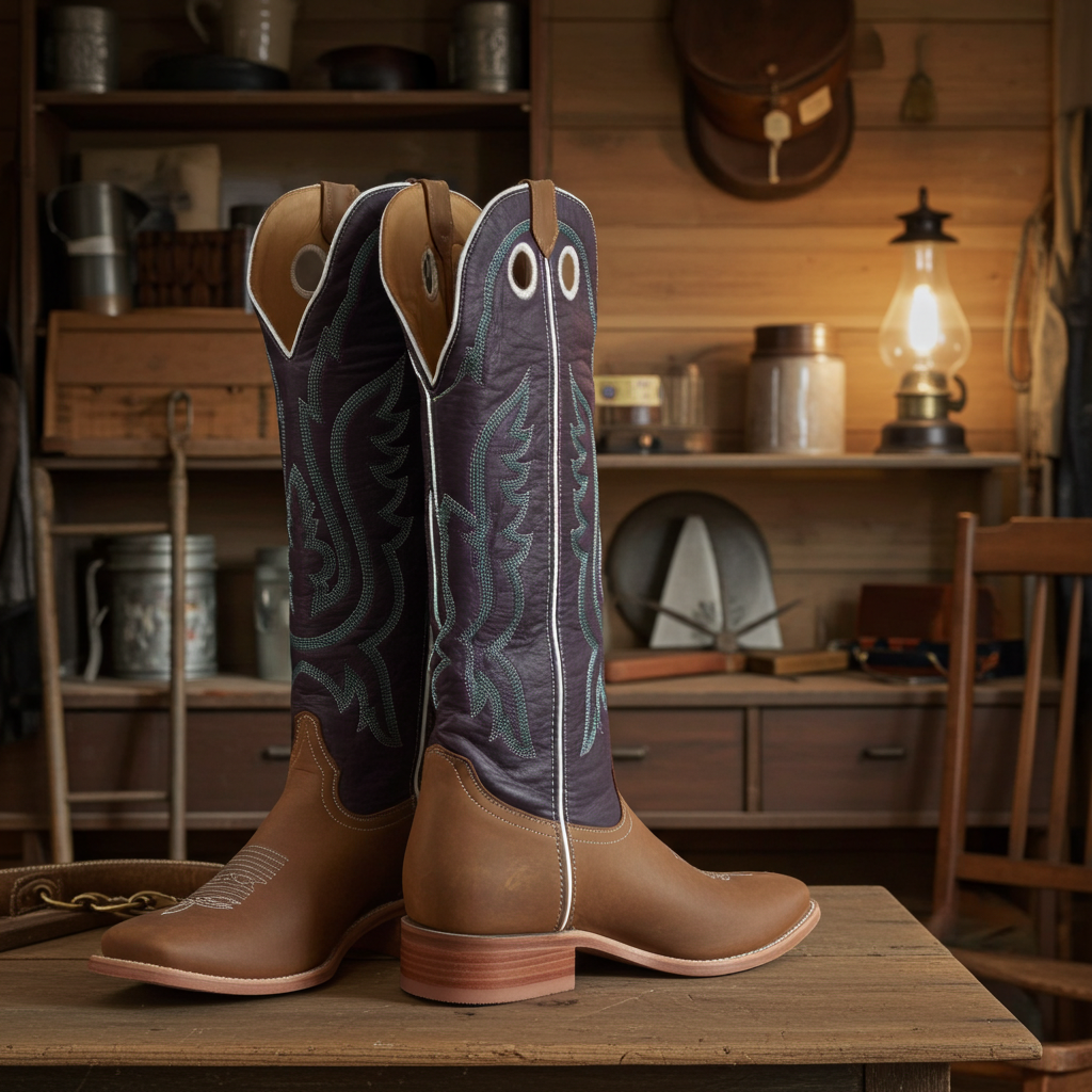 1257 - RockinLeather Men's Buckaroo Purple Shaft Western Boot