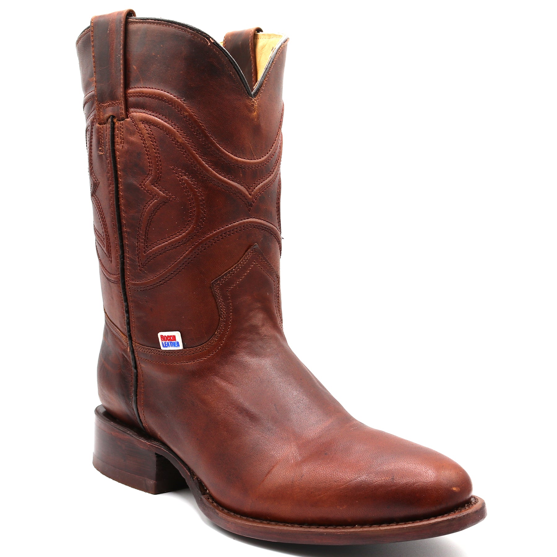 1253 - RockinLeather Men's Cognac Goat Roper Boot