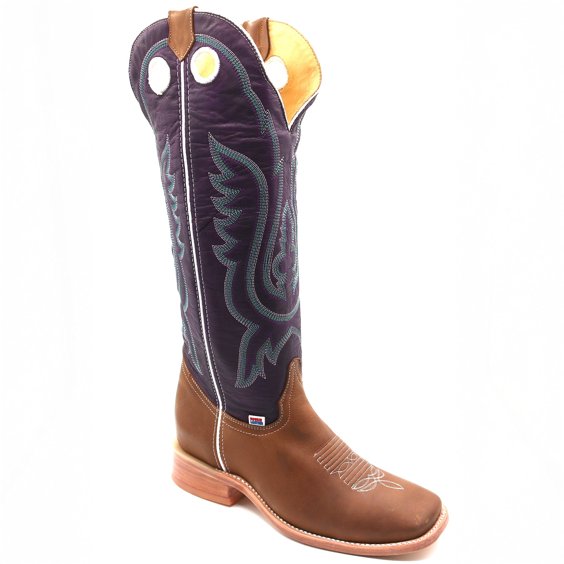 1257 - RockinLeather Men's Buckaroo Purple Shaft Western Boot